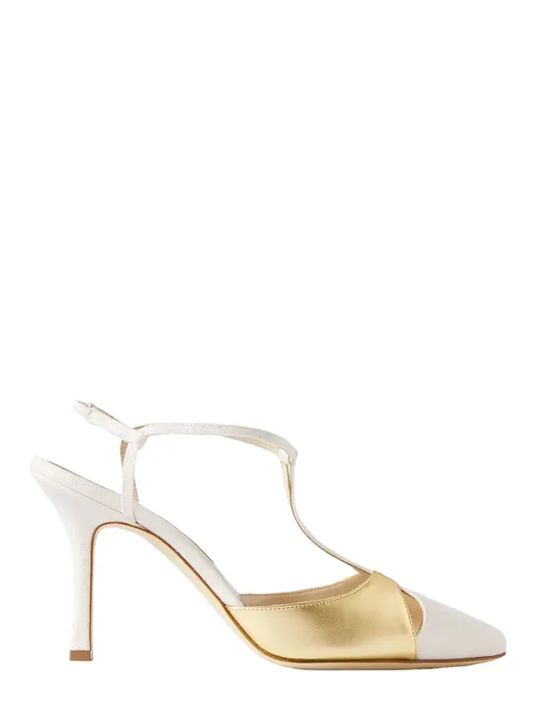 Manolo Blahnik Turgimod 90 Slingback Pumps - Gold