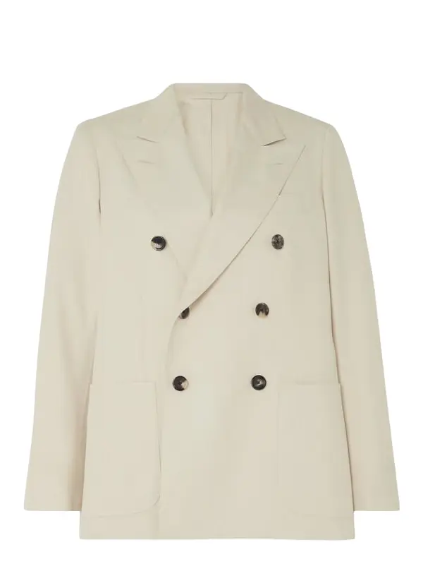 Loro Piana Double-breasted Silk-dupioni Blazer - Cream