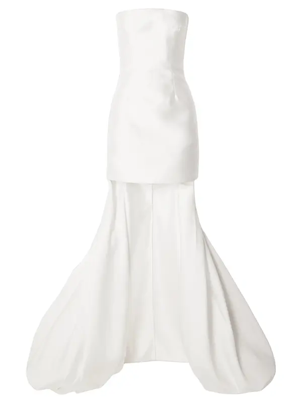 Solace London Neva Strapless Satin-twill Gown - Cream