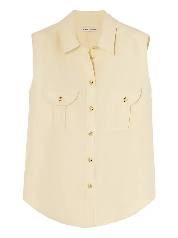 BLAZÉ MILANO Pekin Linen And Silk-blend Twill Vest - Cream