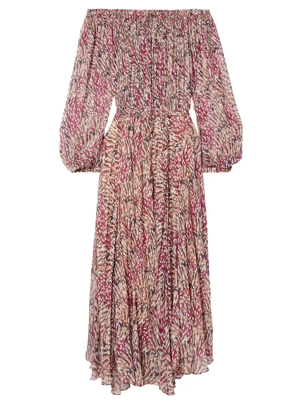 MARANT ETOILE Volga Printed Crepon Maxi Dress - Pink
