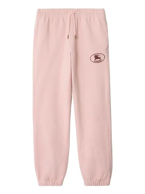Burberry Cotton Jogging Pants With Knight Stamp Embroidery - Bouquet Pink