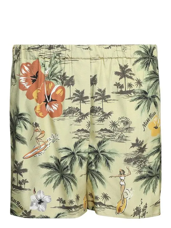 Miu Miu Hawaii Printed Shorts - Pistachio