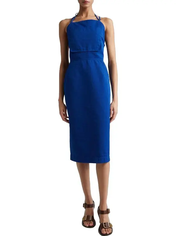 Max Mara Temide Sleeveless Cotton Poplin Belted Dress - Cornflower Blue