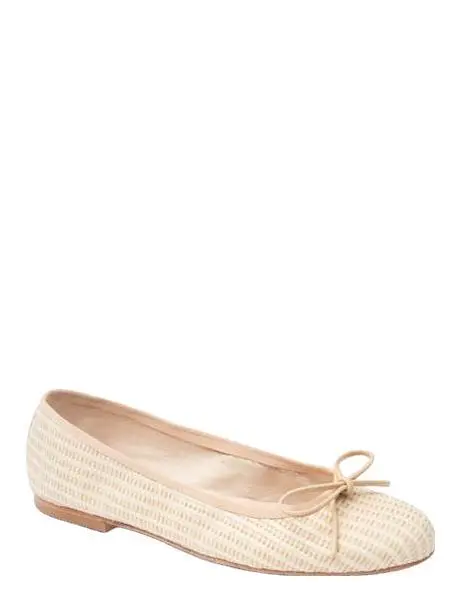 PATRICIA GREEN Skim Ballerina Flat - Natural Striped Raffia