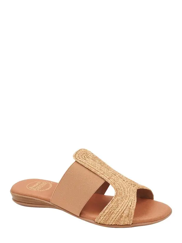 Andre Assous Noor Raffia Slide Sandal - Beige/ Beige