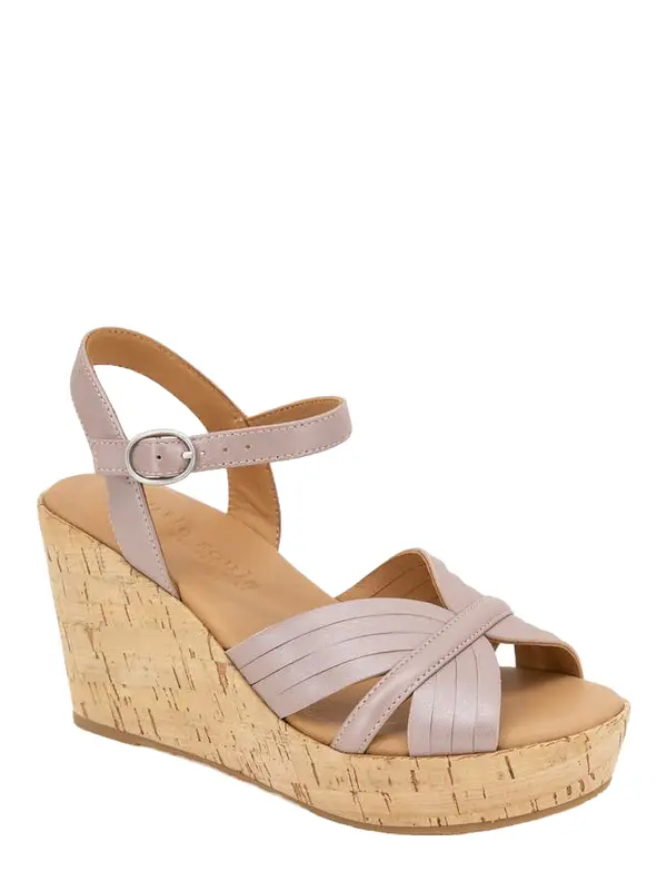 Gentle Souls By Kenneth Cole Nomi Platform Wedge Sandal - Blush Metallic Cork