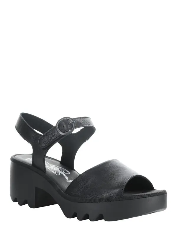 Fly London Tull Platform Sandals - Black Mousse