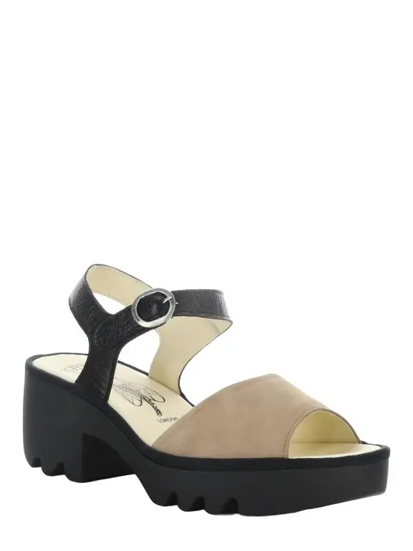 Fly London Tull Platform Sandals - Taupe/ Black
