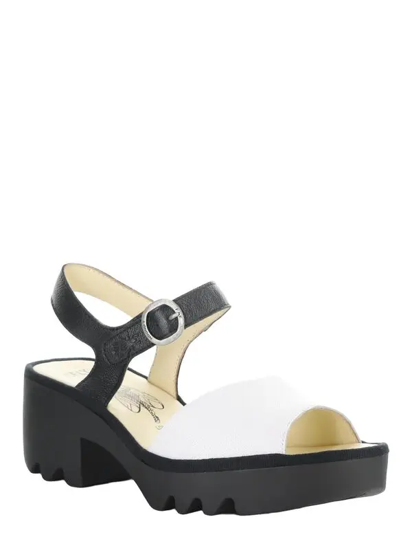 Fly London Tull Platform Sandals - White/black