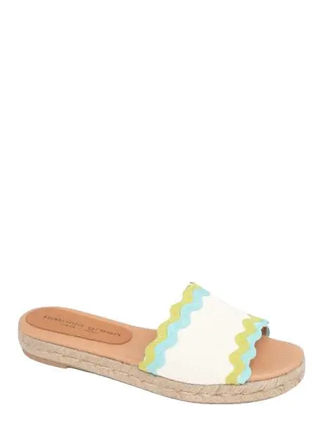 PATRICIA GREEN Ava Ric Rac Espadrille Slide Sandal - Lime/ Aqua
