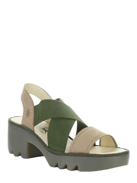 Fly London Taji Platform Slingback Sandal - 008 Taupe/ Khaki
