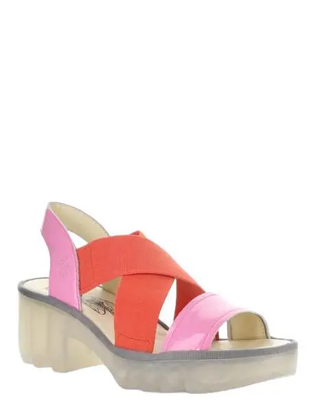 Fly London Taji Platform Slingback Sandal - 010 Pink/scarlet