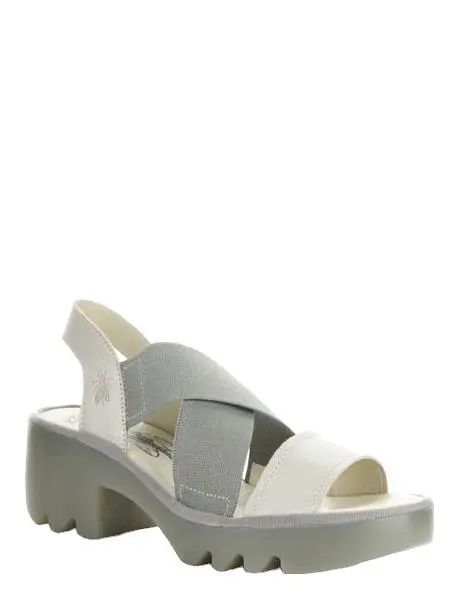 Fly London Taji Platform Slingback Sandal - Silver Borgogna