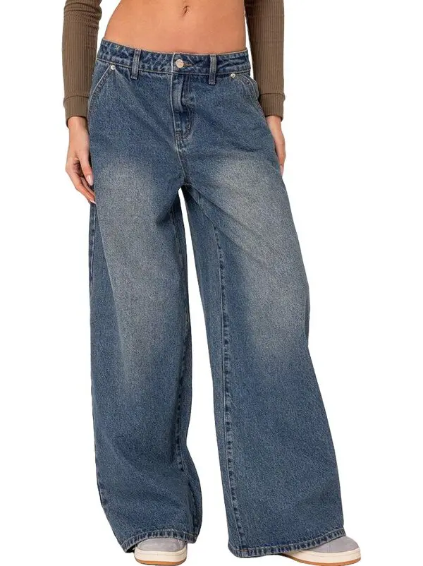 EDIKTED Baggy Wide Leg Jeans - Blue