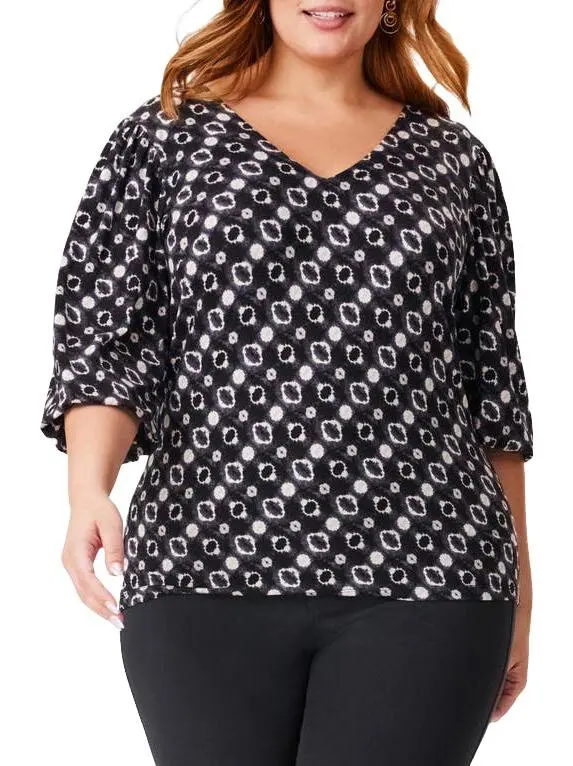 NIC+ZOE Midnight Shibori Top - Black Multi