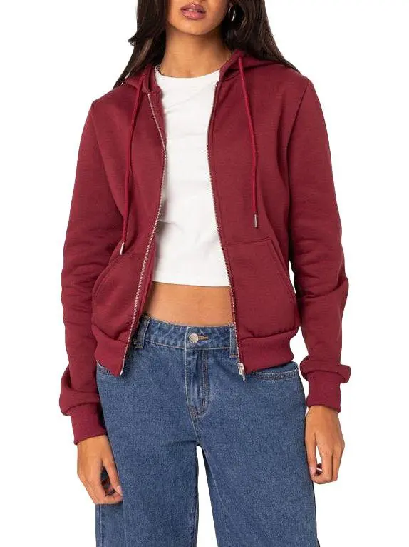 EDIKTED Avery Zip Hoodie - Burgundy