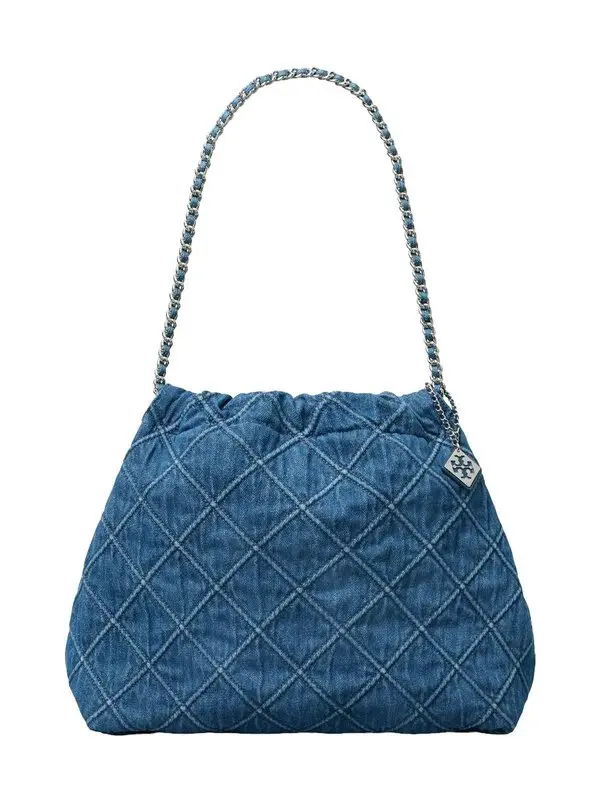 Tory Burch Fleming Soft Quilted Hobo Bag - Denim