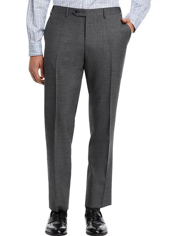 Canali Capri Melange Solid Slim Fit Dress Pants - Grey