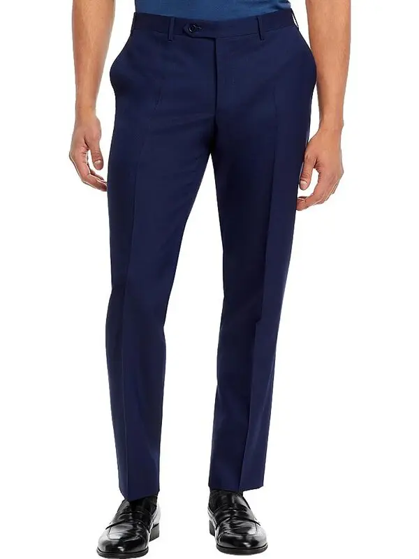 Canali Capri Wool Slim Fit Trousers - Navy
