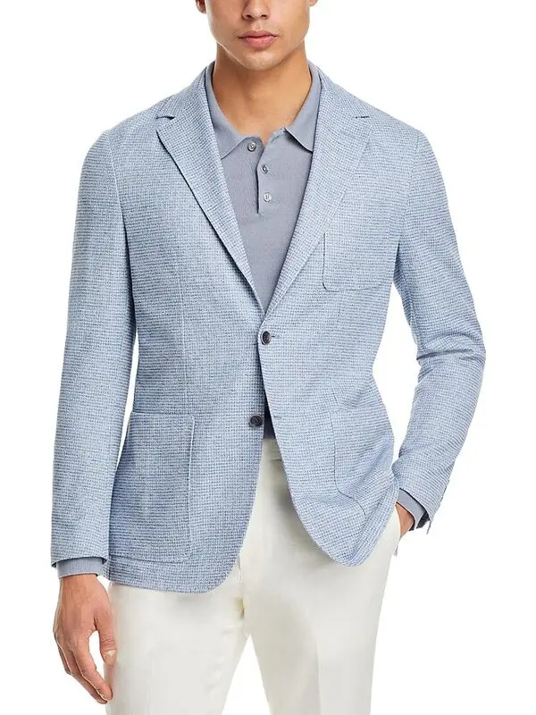 Canali Cotton & Linen Textured Jersey Sport Coat - Blue