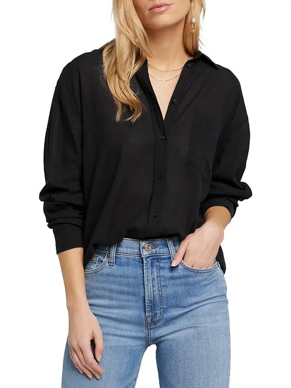 7 For All Mankind Button-front Shirt - Black