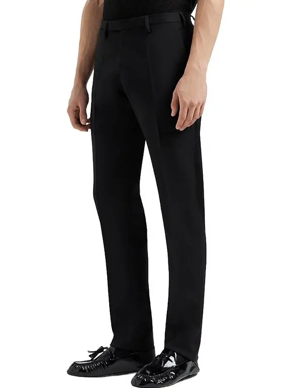 Emporio Armani Slim Fit Tropical Wool Trousers - Solid Black