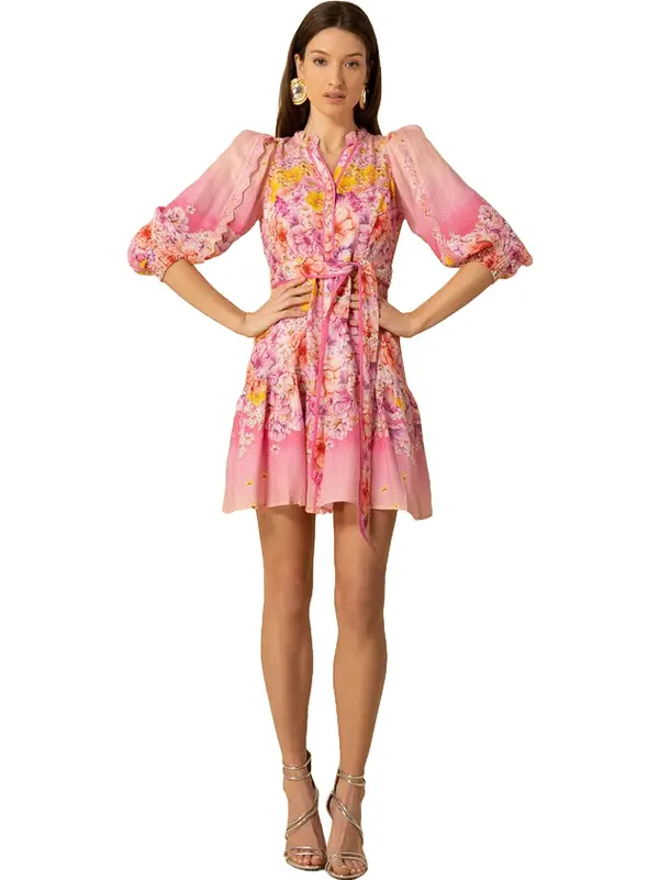 Hale Bob Valerie Linen Mini Dress - Pink