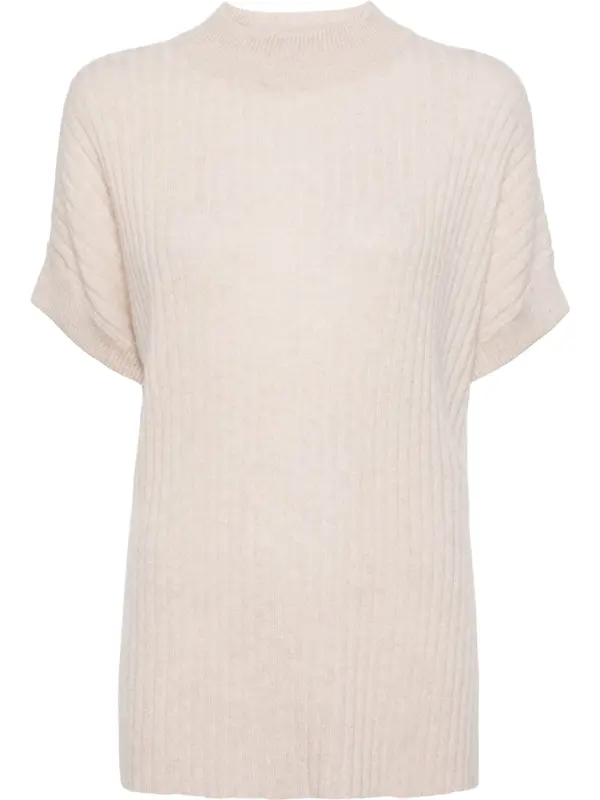 N.peal Ribbed-knit Organic Cashmere Poncho - Neutrals