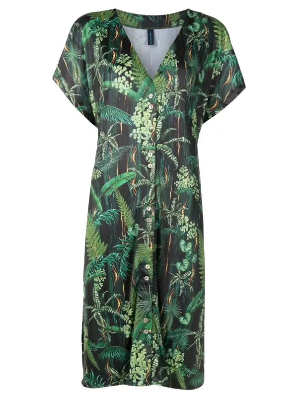 LYGIA & NANNY Artemis Leaf-print Midi Dress - Green