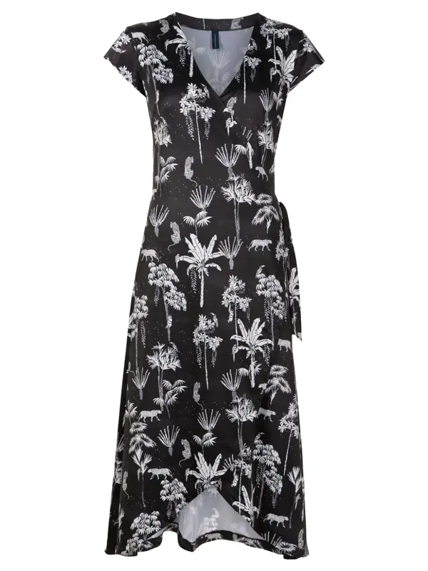 LYGIA & NANNY Falcao V-neck Midi Wrap Dress - Black