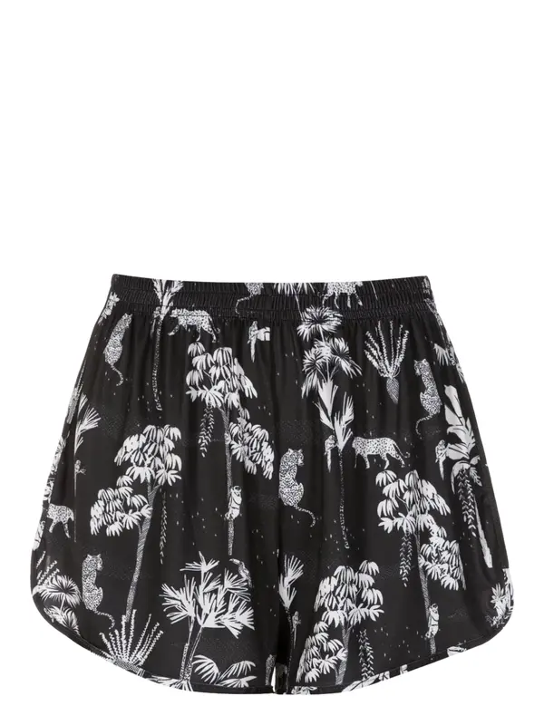 LYGIA & NANNY Lee Botanical-print Mini Shorts - Black