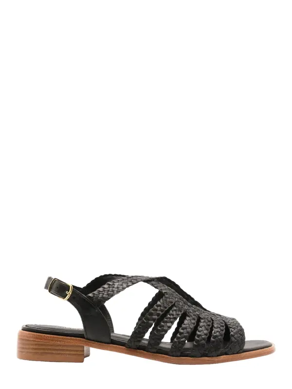 STUDIO CHOFAKIAN Le Marais Woven Leather Sandals - Black