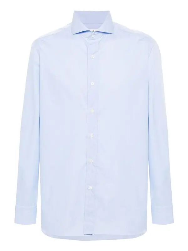 LUIGI BORRELLI Check-pattern Cotton Shirt - Blue