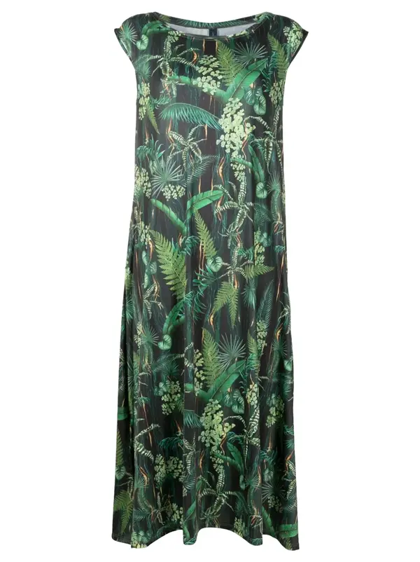 LYGIA & NANNY Leaf-print Midi Dress - Green