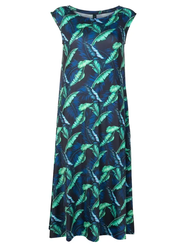 LYGIA & NANNY Leaf-print Midi Dress - Blue