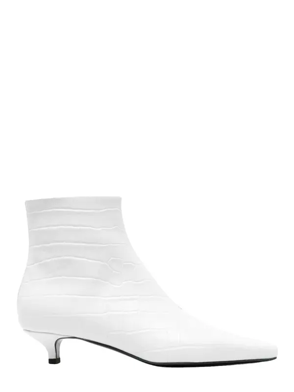 TOTEME Crocodile-embossed Leather Ankle Boots - White