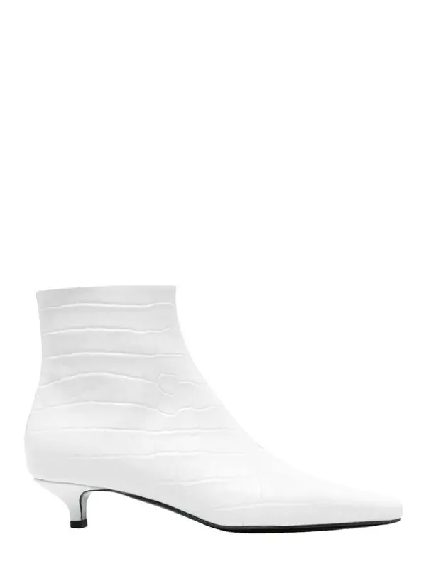 TOTEME Crocodile-embossed Leather Ankle Boots - White