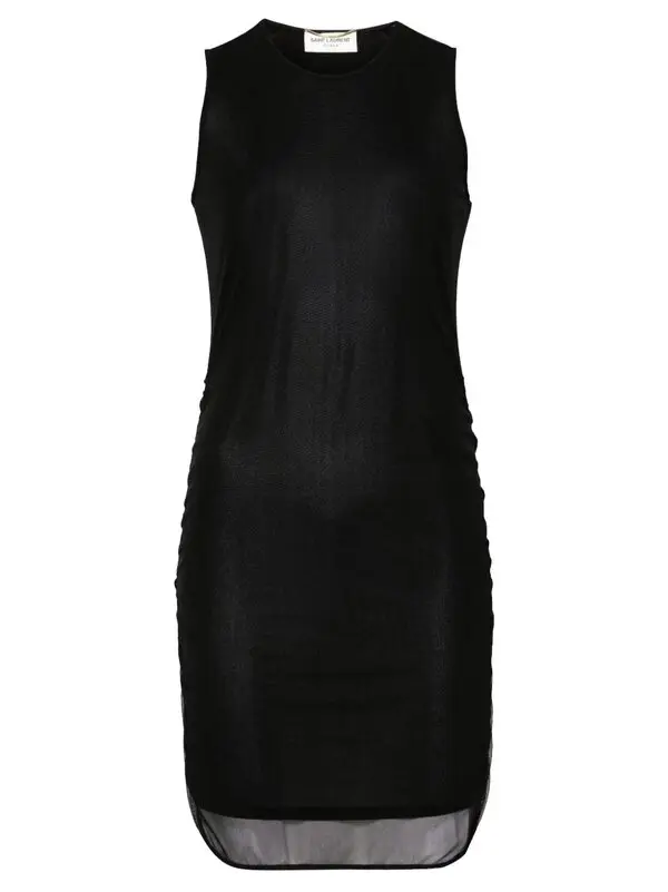 Saint Laurent Ruched Mini Dress - Black