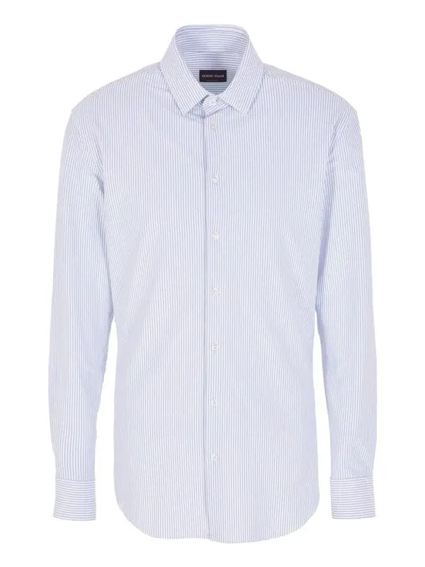 Giorgio Armani Striped Cotton-blend Shirt - Blue