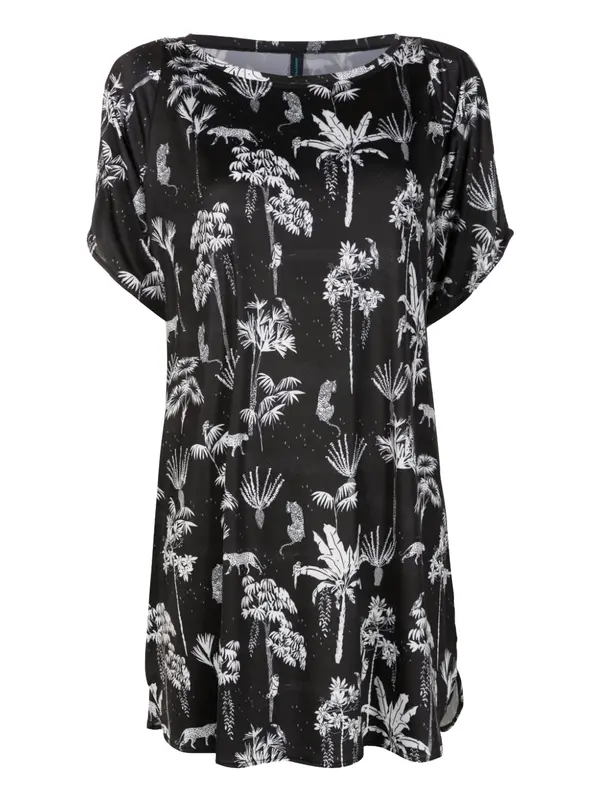 LYGIA & NANNY Allat Botanical-print Tunic Dress - Black