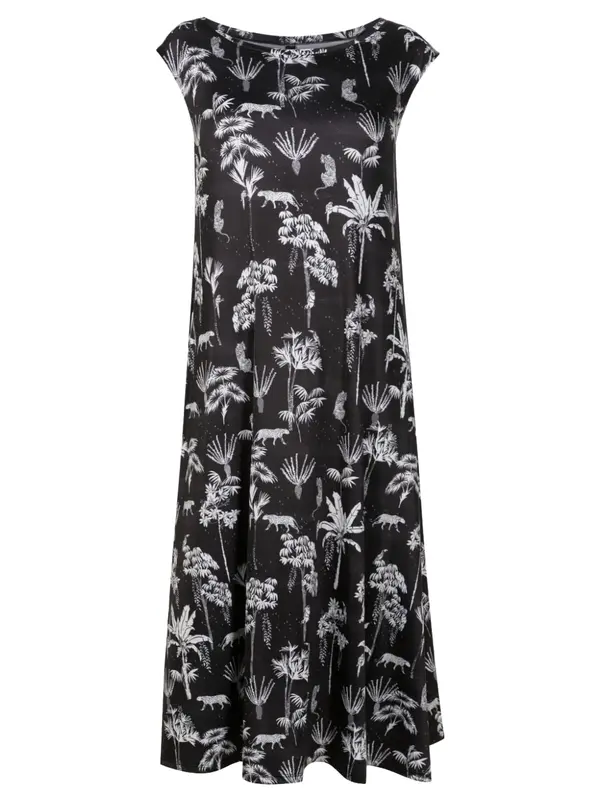 LYGIA & NANNY Botanical-print Midi Dress - Black