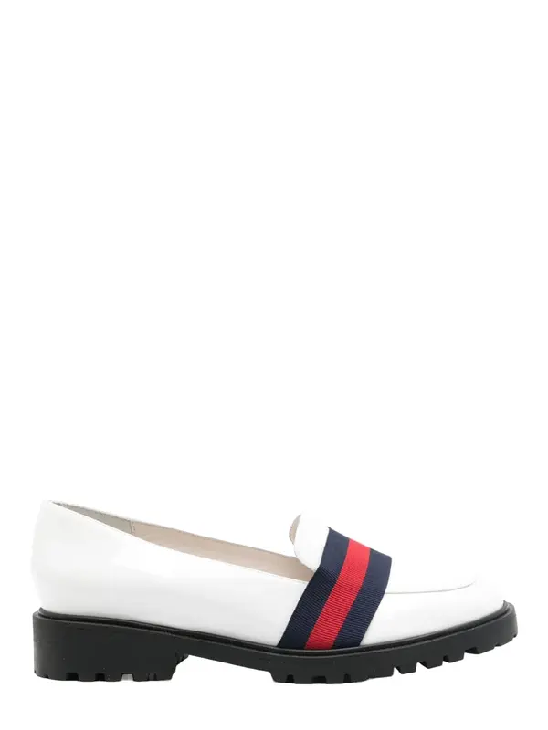 STUDIO CHOFAKIAN Jockey Strap-detail Leather Loafers - White