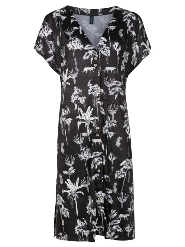 LYGIA & NANNY Artemis Botanical-print Midi Dress - Black