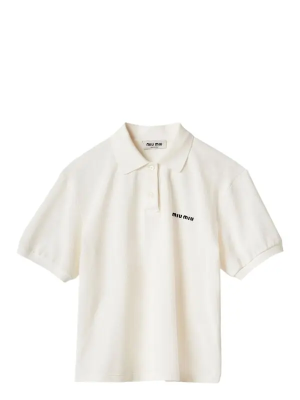 Miu Miu Logo-embroidered Cotton Polo Shirt - White