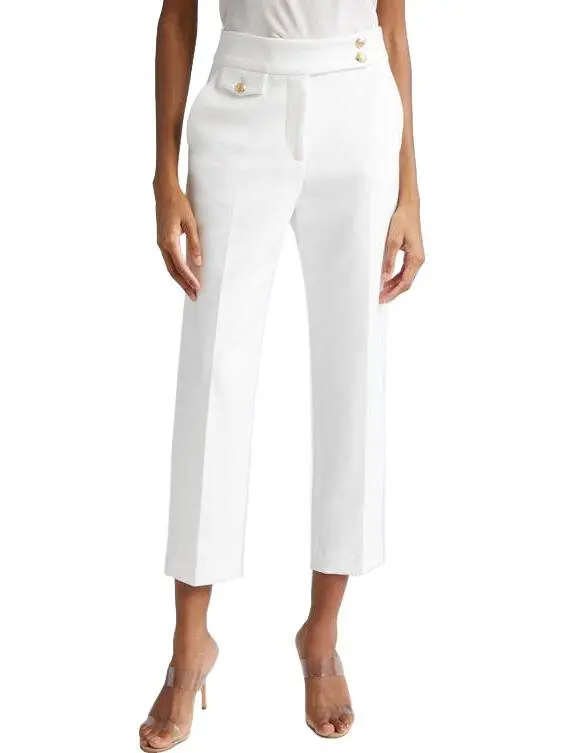 Veronica Beard Renzo Crop Pants - Off White/gold