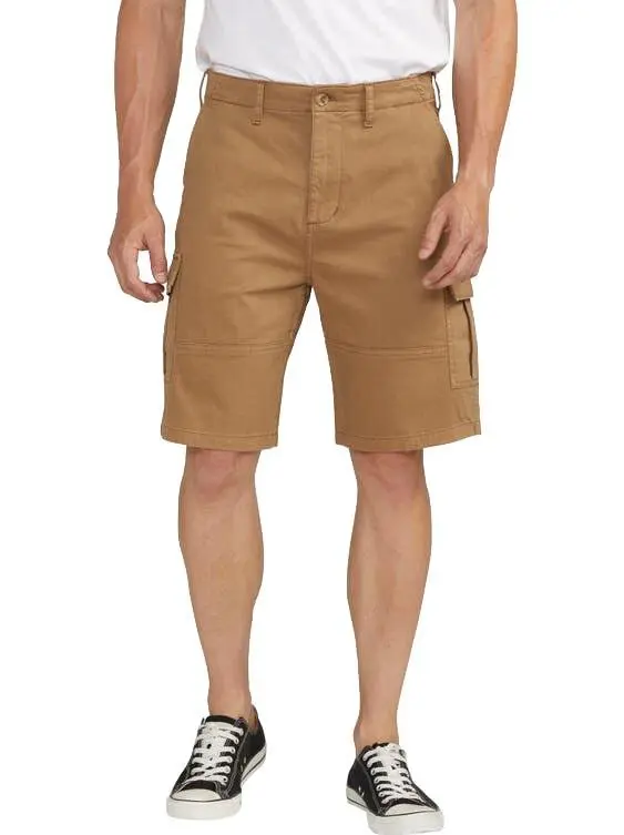 SILVER JEANS CO. Stretch Cotton Twill Cargo Shorts - Desert