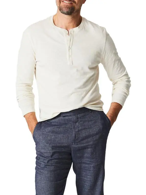 Billy Reid Long Sleeve Organic Pima Cotton Henley - Tinted White