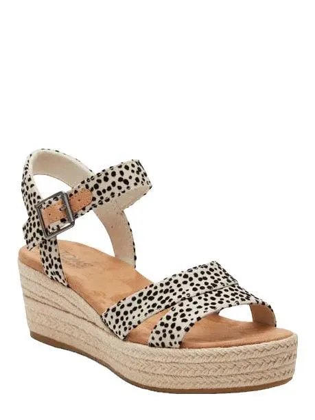 Toms Audrey Ankle Strap Espadrille Wedge Sandal - Fog Flocked Mini Cheetah