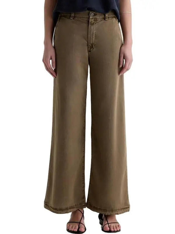 Ag Caden Twill Wide Leg Trousers - Sulfur Mossy Taupe